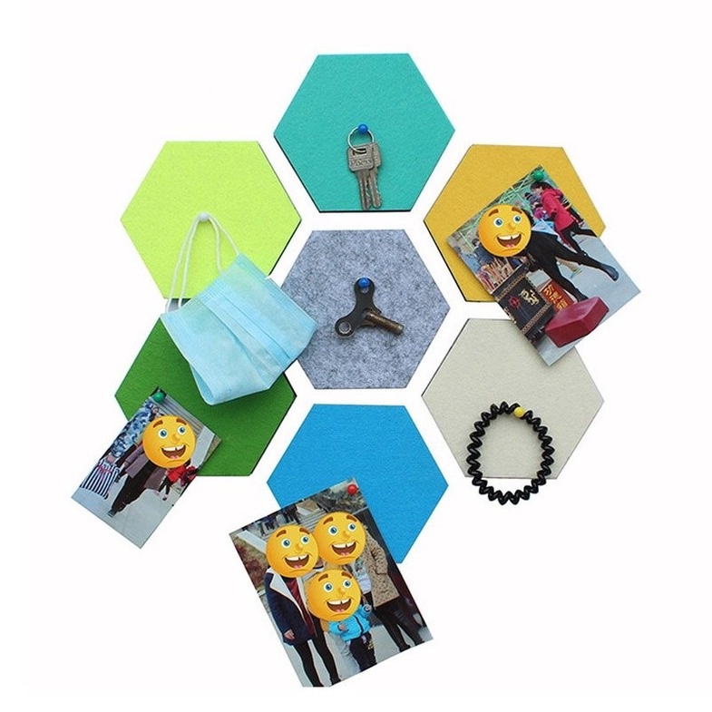 Colorful Self Adhesive Bulletin Memo Photo Cork Boards Hexagon Felt Pin