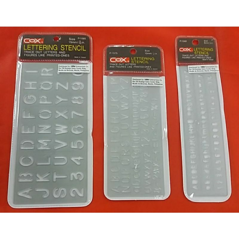 3 pcs Cox Lettering Stencil letters and numbers(15 mm, 10 mm, 5 mm ...