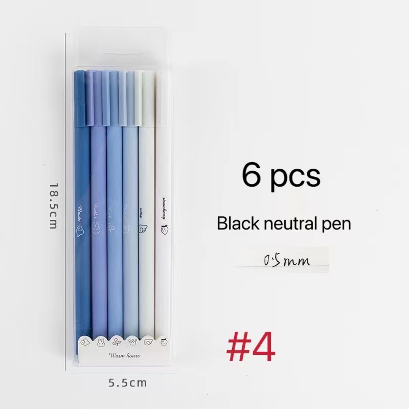 Gentle Gradient Gel Gel Pen Set Simple Pure Color 6 Pack 0.5 Black Gel ...