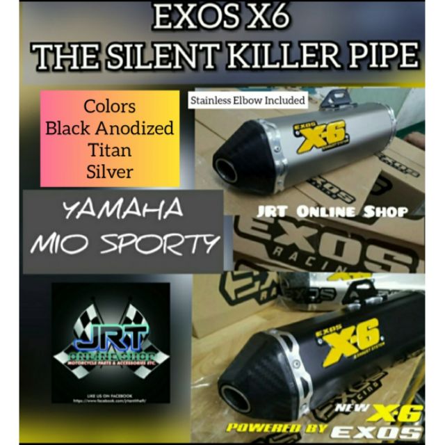 YAMAHA MIO SPORTY EXOS X6 MUFFLER Black Anodized | Shopee Philippines