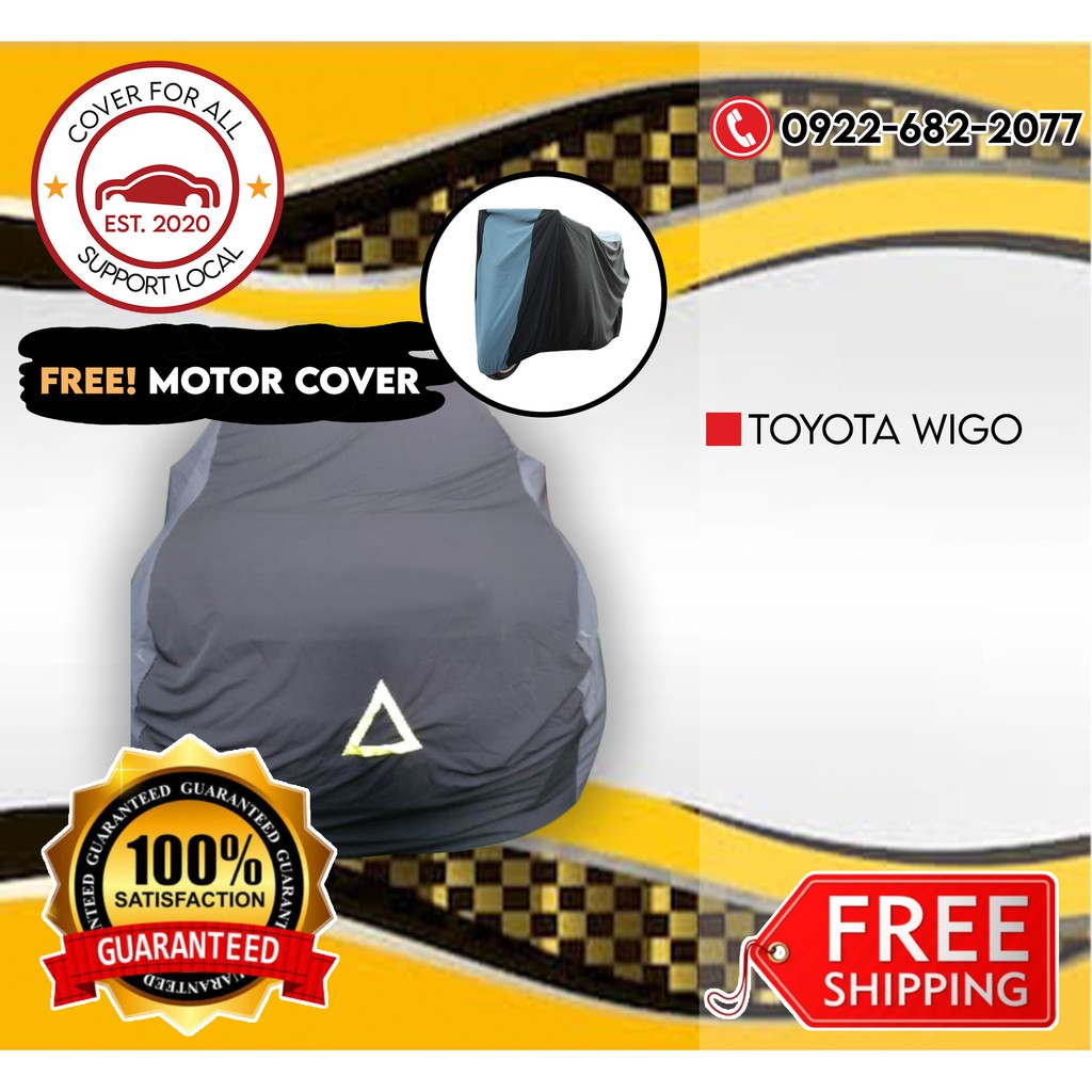 TOYOTA WIGO CAR COVER WATER REPELLANT PLUS FREE MOTOR COVER | Shopee ...