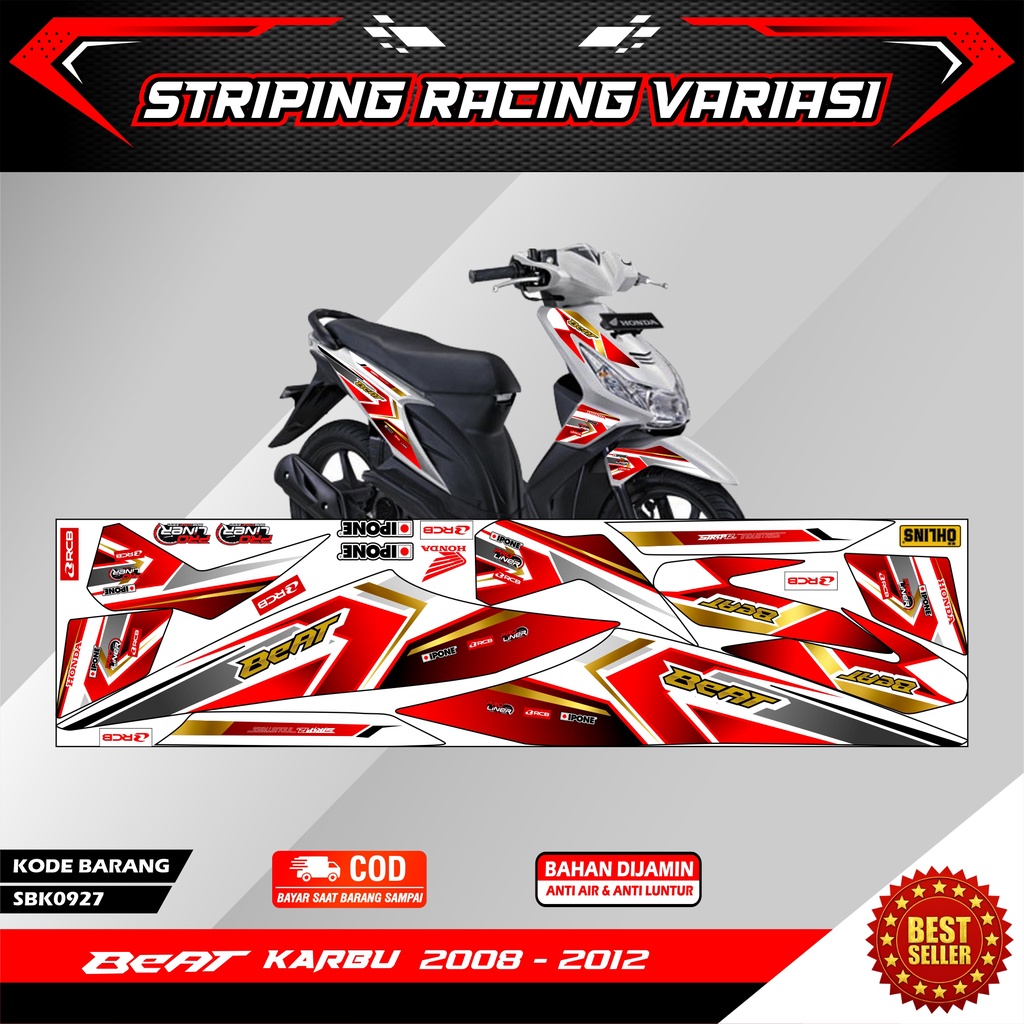 Sticker Striping Beat Carburetor 2008 2009 2010 2011 2012 Sticker ...