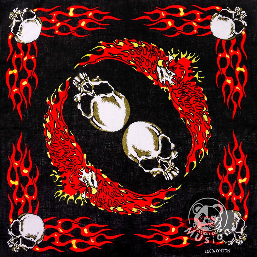 Musion Bandana Panyo 100% Cotton Skull Bandana Fashion Hip Hop Square ...