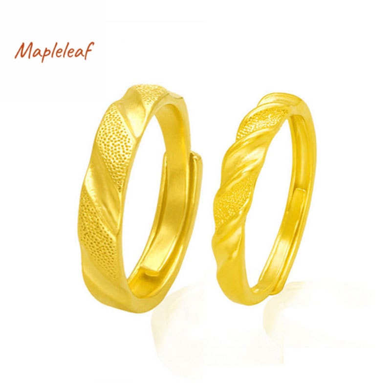 18K Saudi gold pawnable ring stripe gold jewelry couple pair ring men's ...