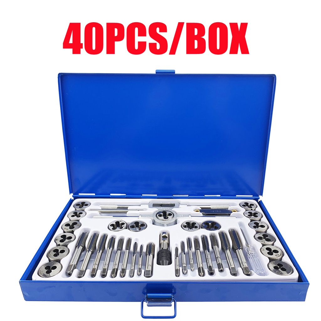 Casta 40pcs Tap Die Set M3-M12 Screw Thread Metric Taps Wrench Dies Hand Threading Tools ...