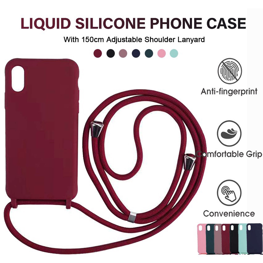 For iPhone 16 12 Pro Max Luxury Liquid Silicone Case With Strap ...