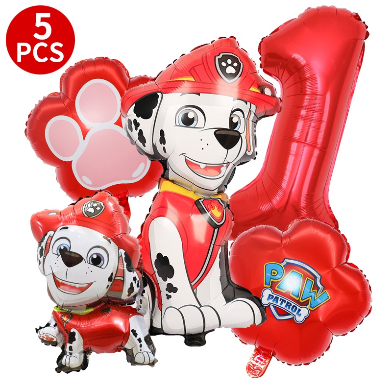 5pcs Marshall Rubble Chase Skye Paw Patrol Number Foil Balloon Set Kids Birthday Party ...