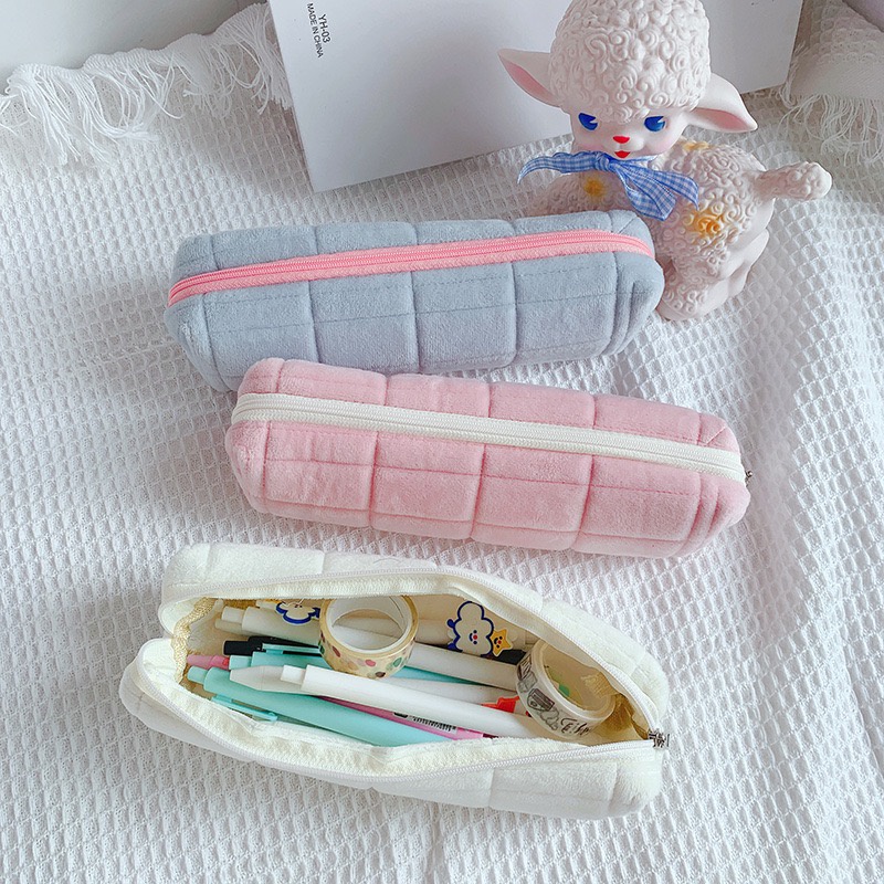 Bentoy Milkjoy 20-30 pcs Cute Grid Student Pencil Case Soft Pen Bag ...