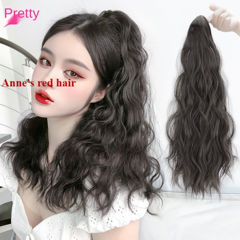Wig female long hair grab clip ponytail corn hot strap pear flower high ...