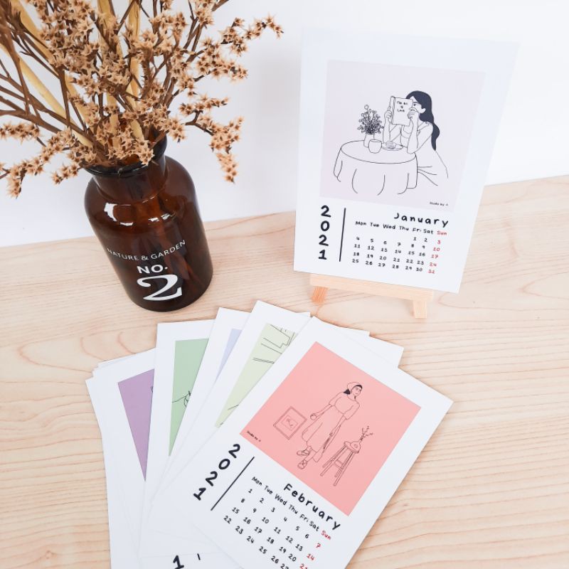 Desk calendar 2021 / mini calendar 2021 Studio by Ji | Shopee Philippines