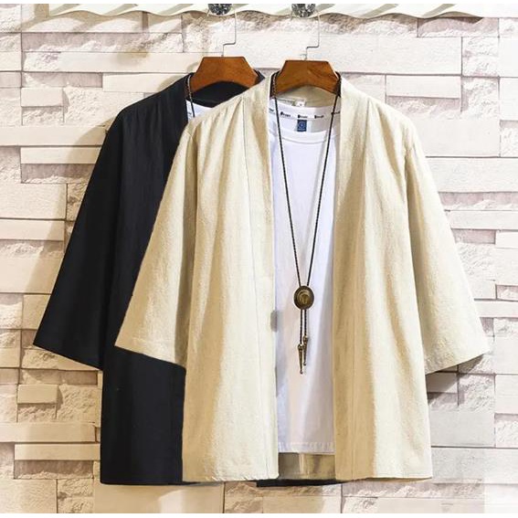 Men's Cardigan Plus Size M-5XL Improved Hanfu Cloak Japanese Kimono ...