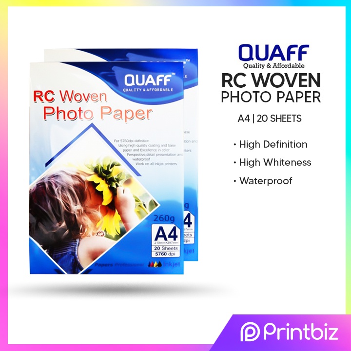 QUAFF RC Woven Photo Paper A4 260GSM (20Sheets) | Shopee Philippines