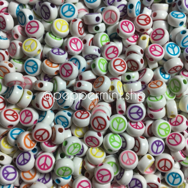 Mini peace sign spacer beads (50pcs) | Shopee Philippines