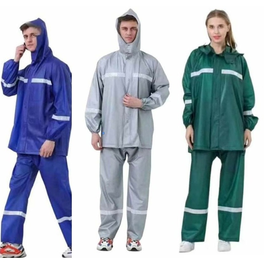rubberized titanium raincoats kapote with reflectors | Shopee Philippines