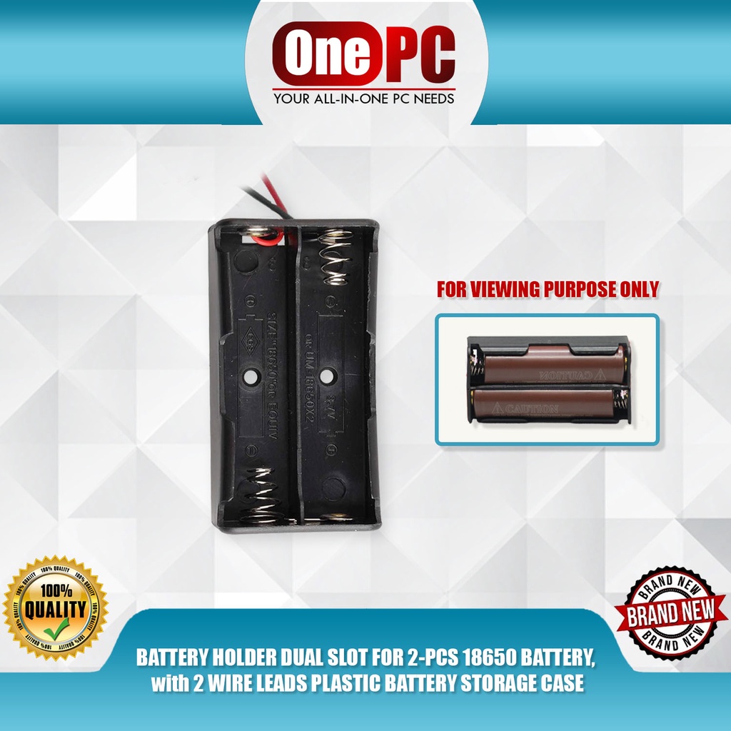 BATTERY HOLDER DUAL SLOT FOR 2-PCS 18650 BATTERY, with 2 WIRE LEADS ...