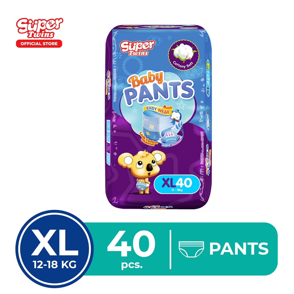 Super Twins Baby Diaper Pants XL 40's | Shopee Philippines