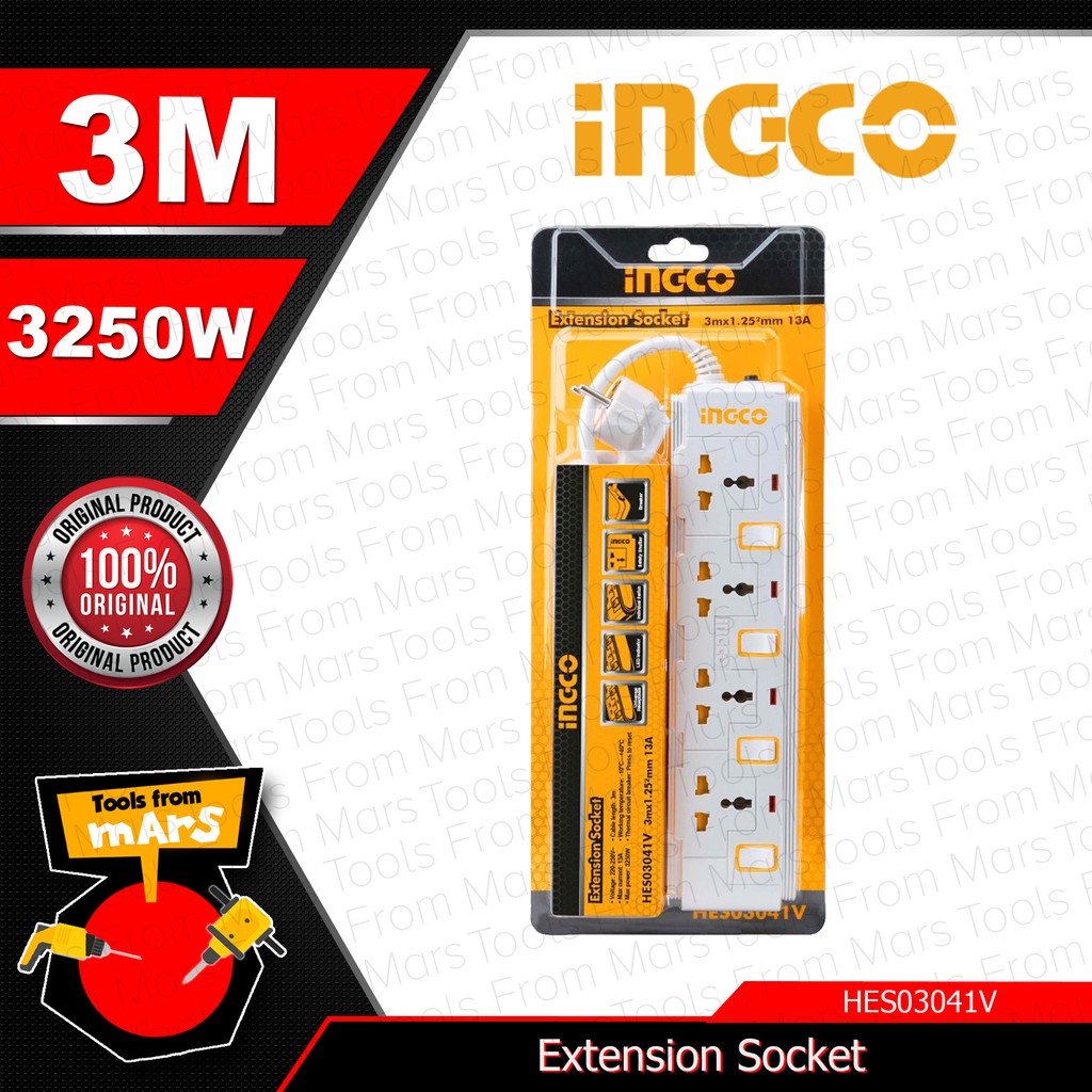 INGCO Extension Socket HES03041V •TOOLS FROM MARS• IHT | Shopee Philippines