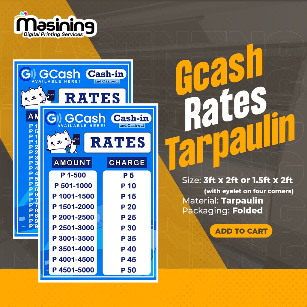 Gcash Rates Tarpaulin - 3ft x 2ft / 1.5ft x 2ft | Shopee Philippines