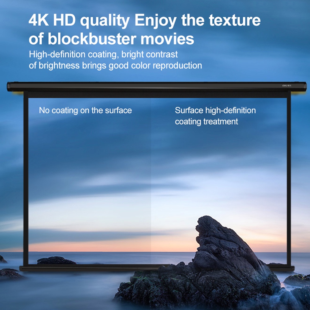 Deli 4K Portable Projector Screen Home Folding Soft Screen Projector TV ...