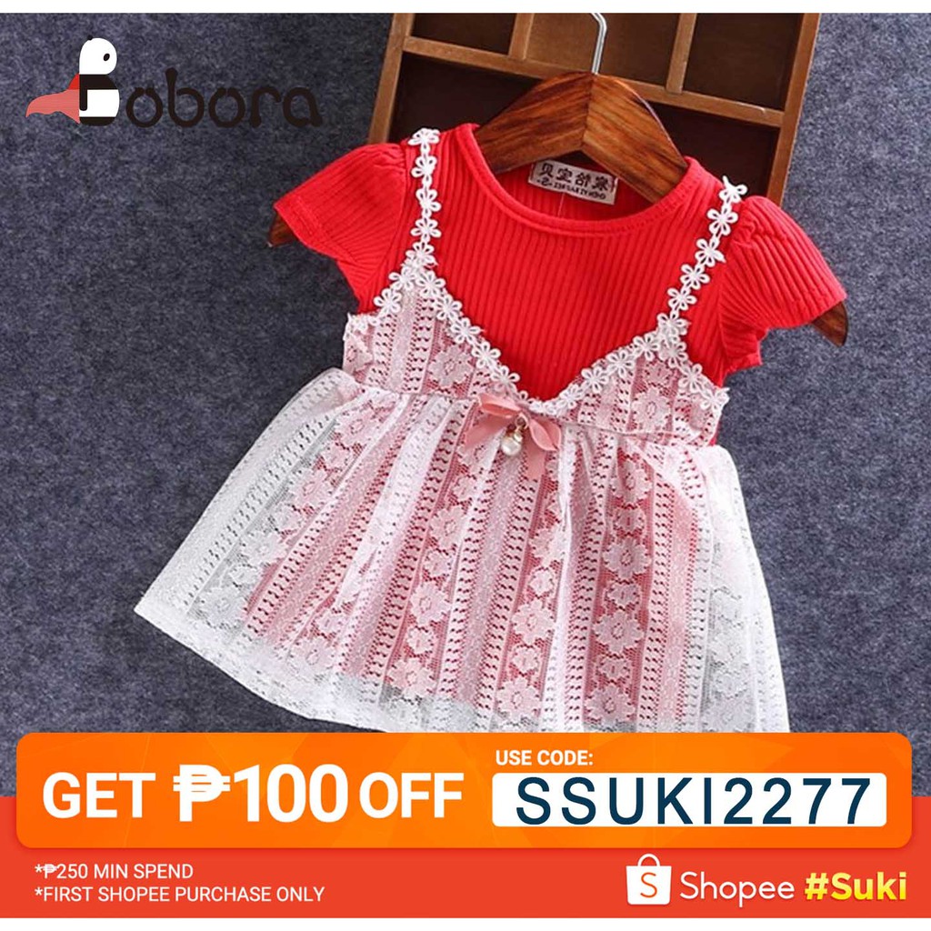 BOBORA Girls Clothes Summer Sweet Cute Fashion Girl Dress | Shopee ...