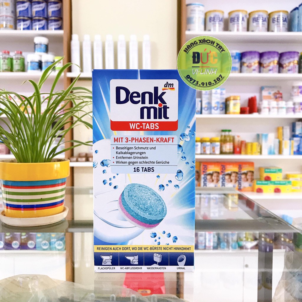 Denkmit Wc Tabs Antibacterial Toilet Drops 16 Tablets German Product With Full Bill Shopee
