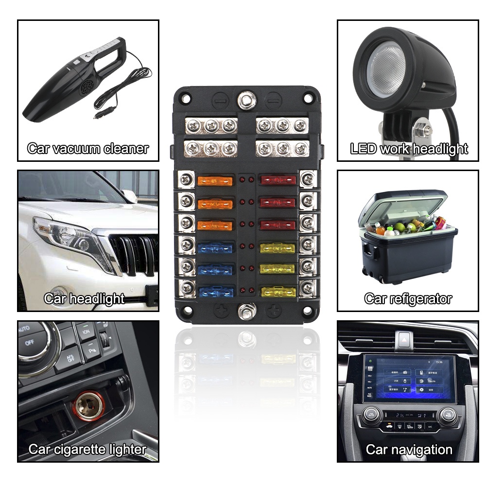 6 Way 32v Fuse Box Auto Car Fuse Holder Block Blade Fuse Block ...