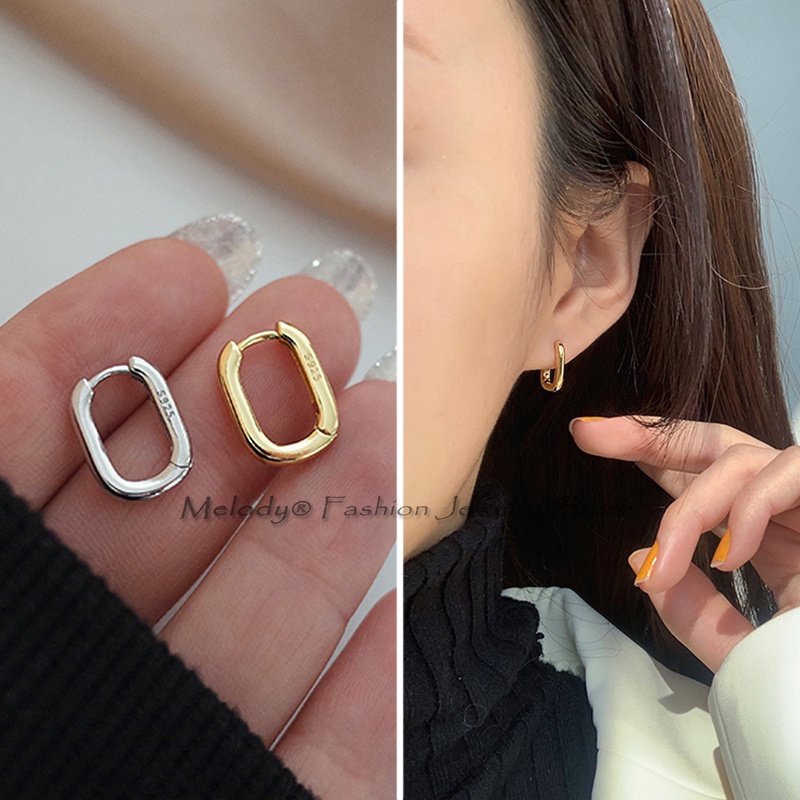French U-shaped Oval Hikaw Earrings for Women Simple Cold Wind Circle ...