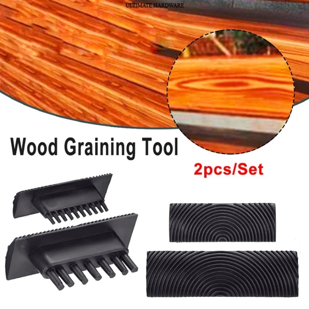 2pcs Black Rubber Wood Grain Paint Roller DIY Graining Painting Tool ...