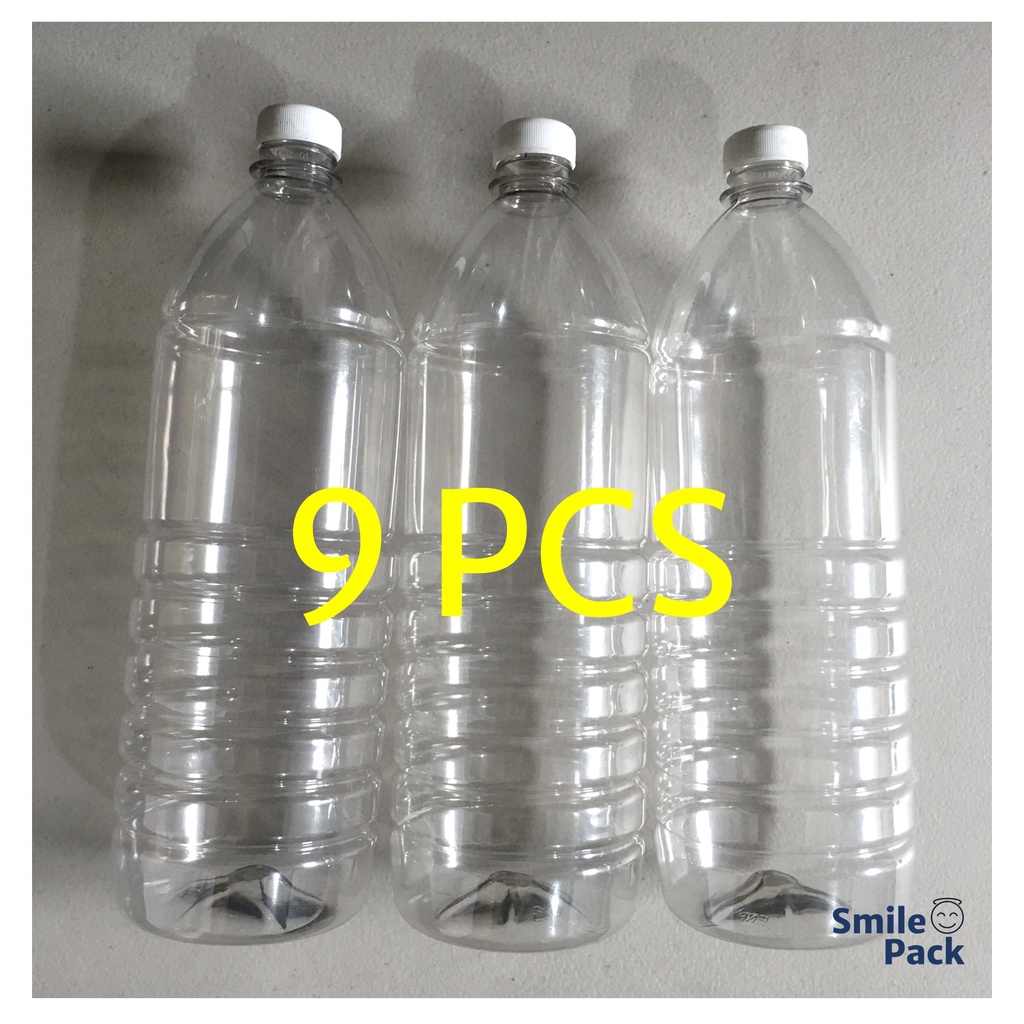 1.5L PET Plastic Bottle with Caps 9 pcs - 1.5 liter or 1500 ml for Oil ...