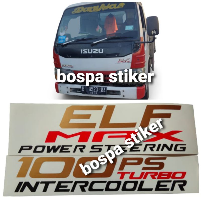 Isuzu elf MAX POWER STEERING front sticker// 100 PS TURBO INTERCOOLER ...
