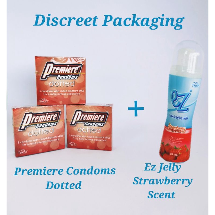 Premiere Condoms Dotted 3 Packs + Ez Jelly Strawberry Scent 50ml ...