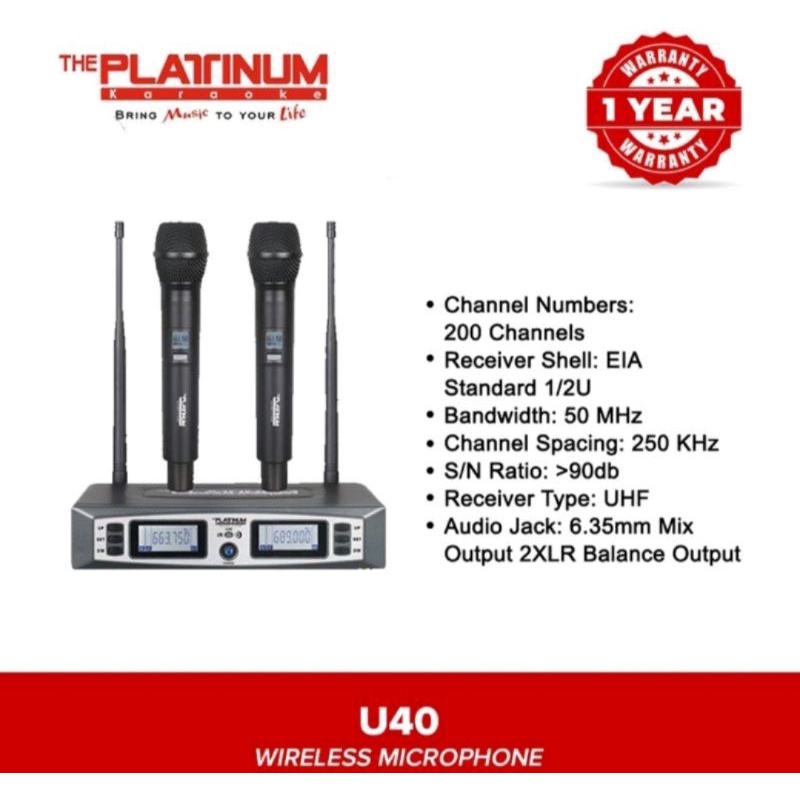 PLATINUM U40 PTW-600U PROFESSIONAL WIRELESS MICROPHONE | Shopee Philippines