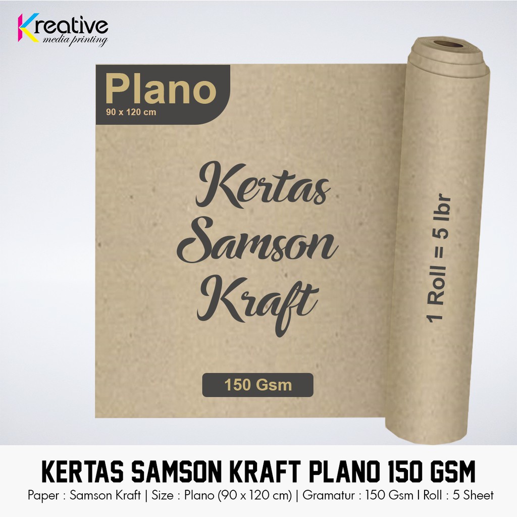 Samson Kraft Paper (Plano 90 x 120 cm - 150 Gsm - 1 Roll = 5 sheets ...