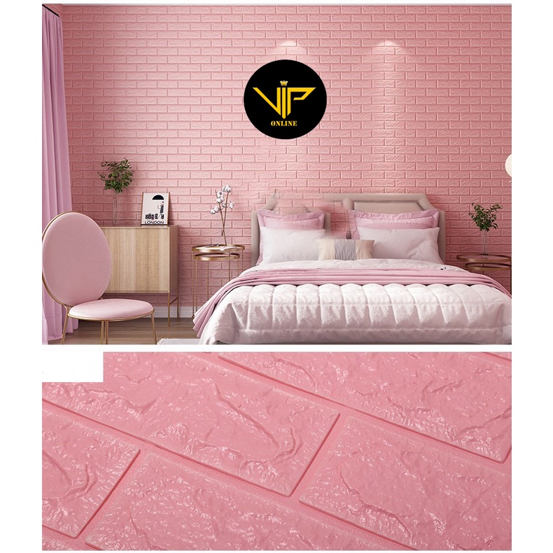 Vip Wallpaper Foam Brick Pink Color Premium Wallpaper Sticker 3MM Thick ...