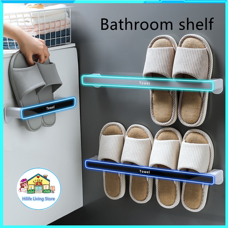 Wall-mounted Slippers Rack Bathroom Perforated Shoe Rack Simple Shoe ...