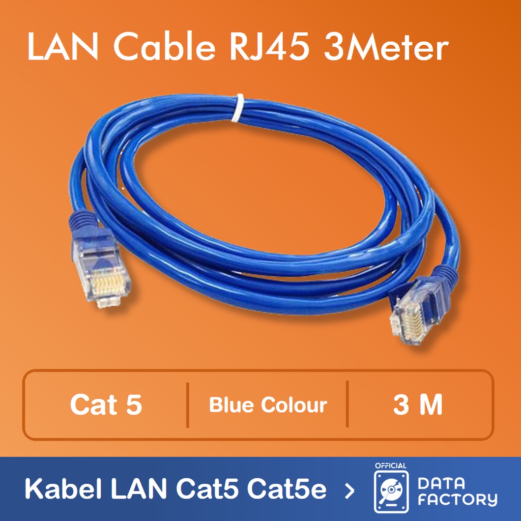 Rj45 UTP Cat5 Ethernet Cable 3M / 3 Meters - LAN Cable Blue Cat 5 | Shopee Philippines