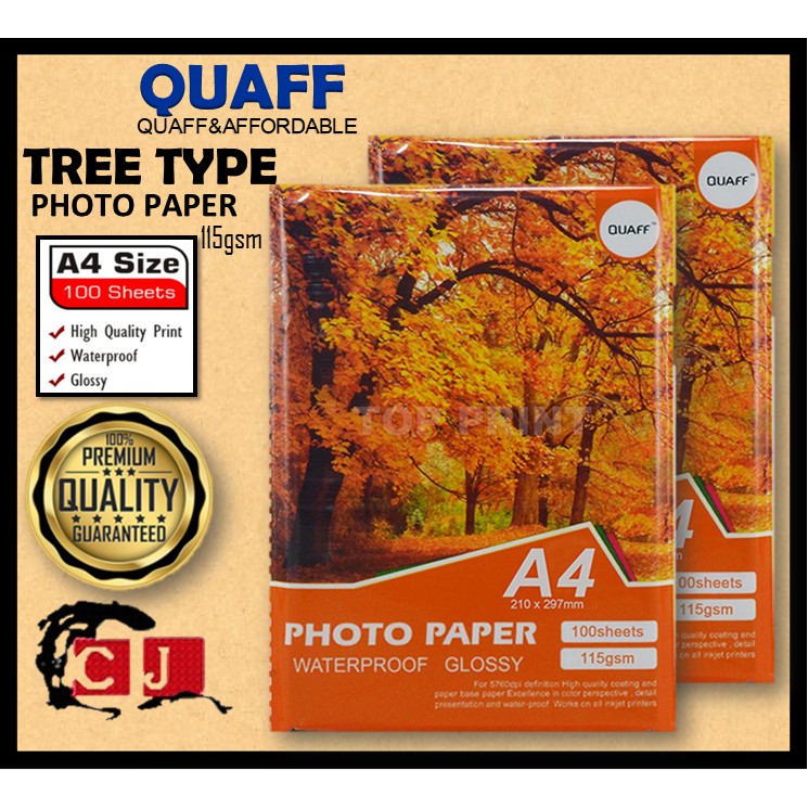 115GSM QUAFF TREE TYPE GLOSSY PHOTO PAPER A4 (100SHEETS) | Shopee ...