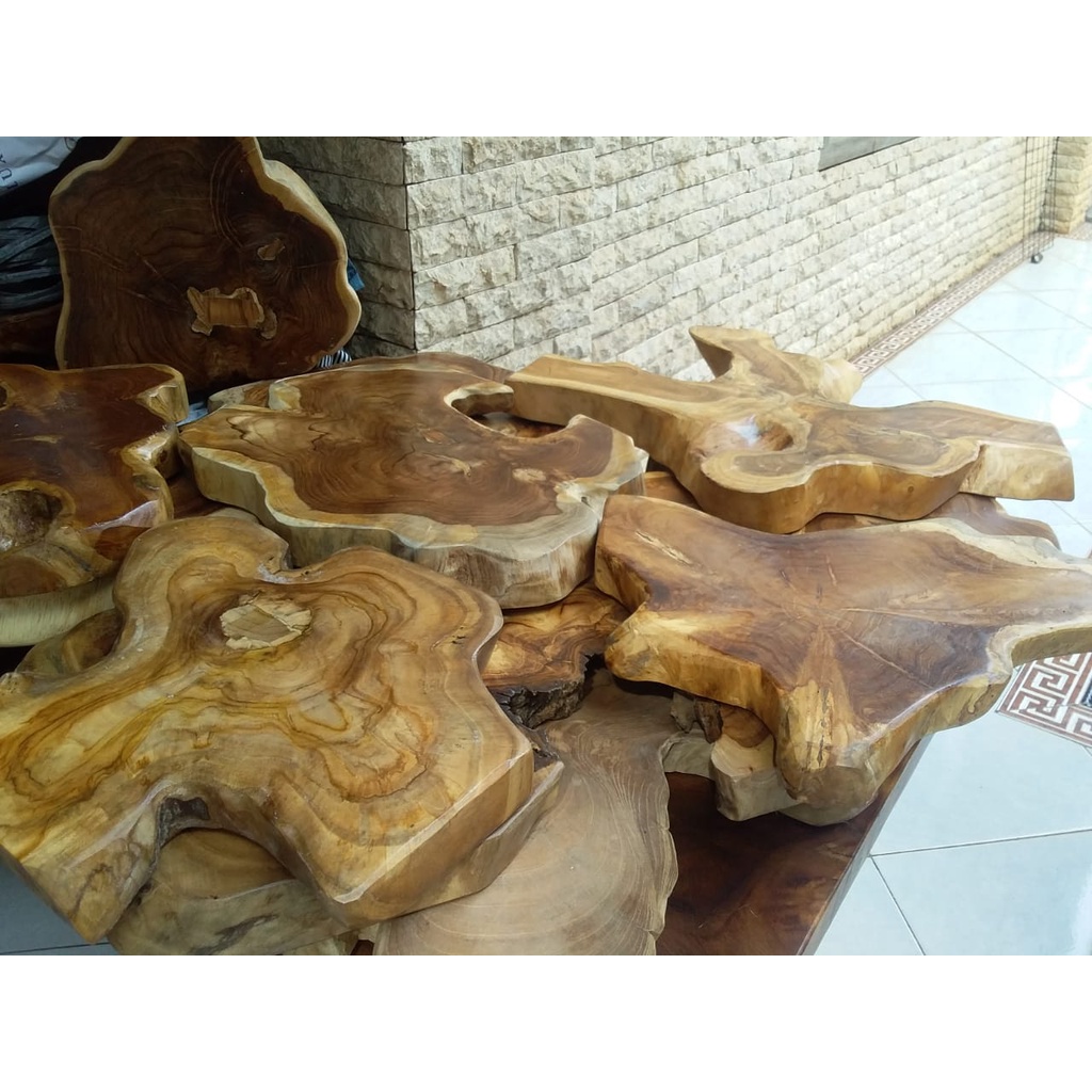 Top TABLE TABLE TEAK - TEAK TEAK WOOD SLICE TEAK WOOD Decoration WOOD ...