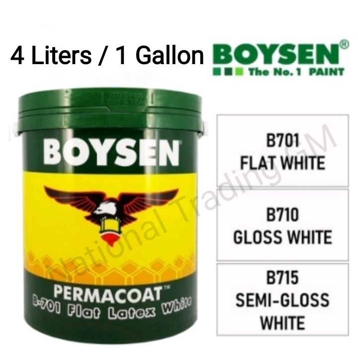Boysen Permacoat Latex Gallon 4L Acrylic Semi Gloss Flat Latex Gloss ...
