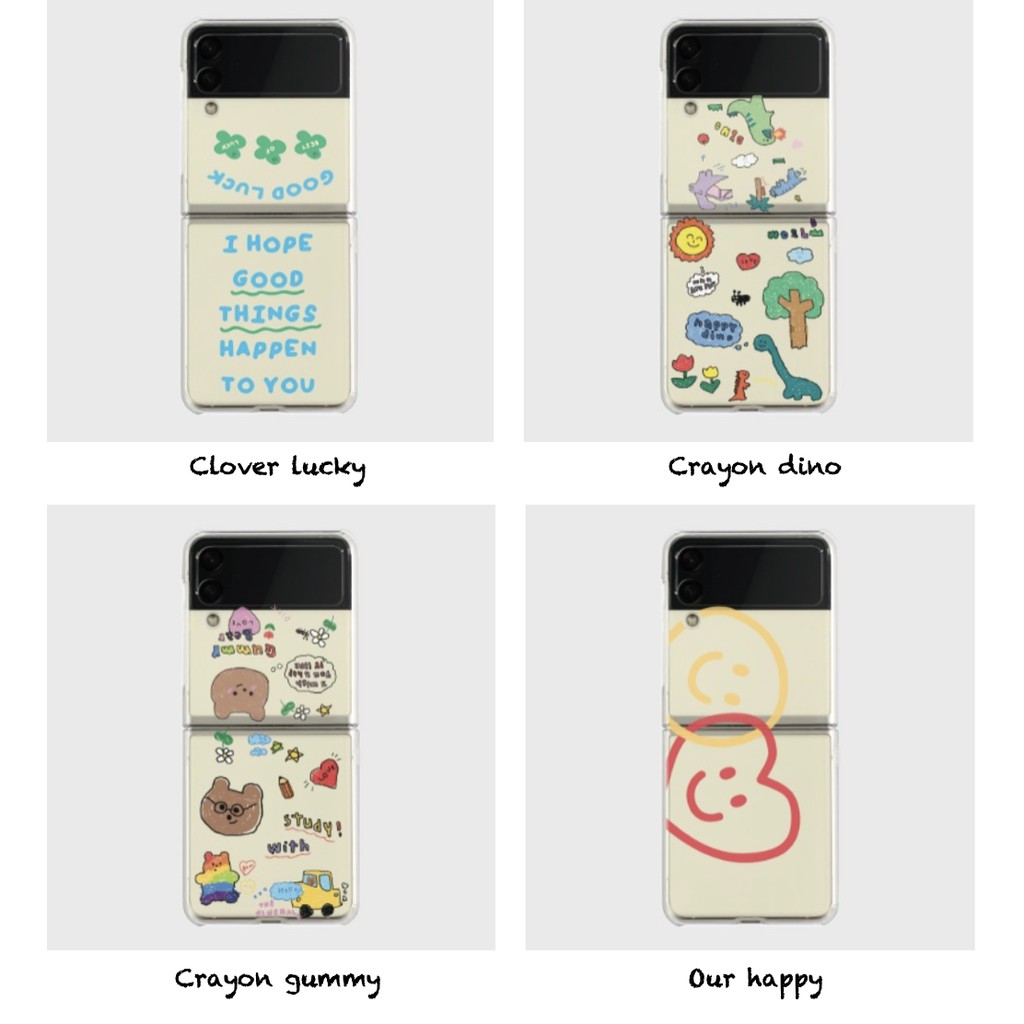 Samsung Galaxy Z Flip 3 Clear hard case - 40 Types (Bear, sticker ...