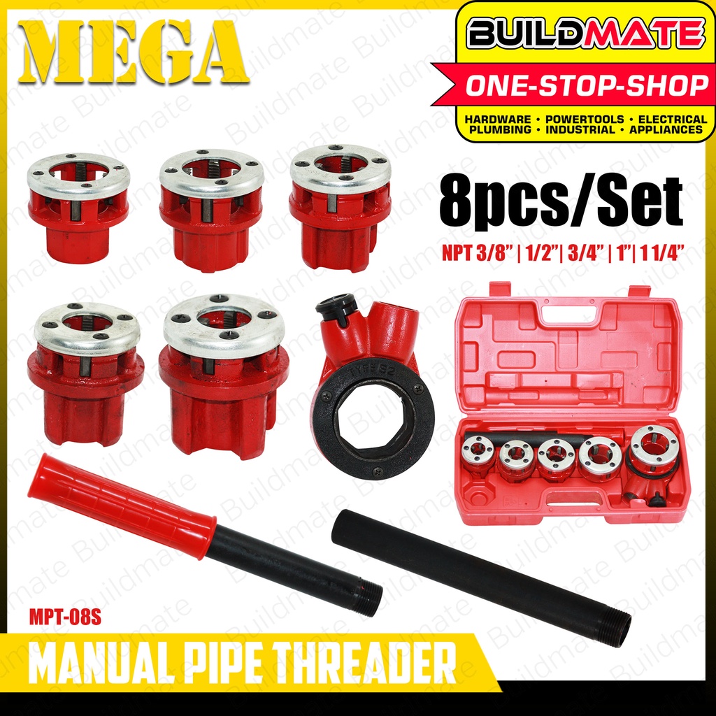 MEGA 8 PCS Manual Pipe Threader 3/8" TO 1-1/4" BSPT MPT08S •BUILDMATE• | Shopee Philippines