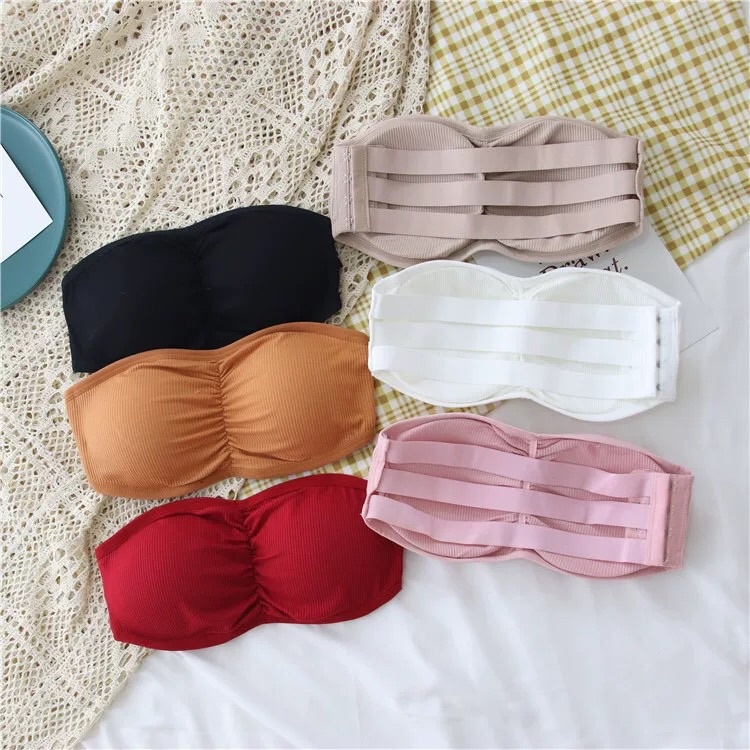 Strapless Bra Stretchable Seamless Plus Size with Foam Wireless ...
