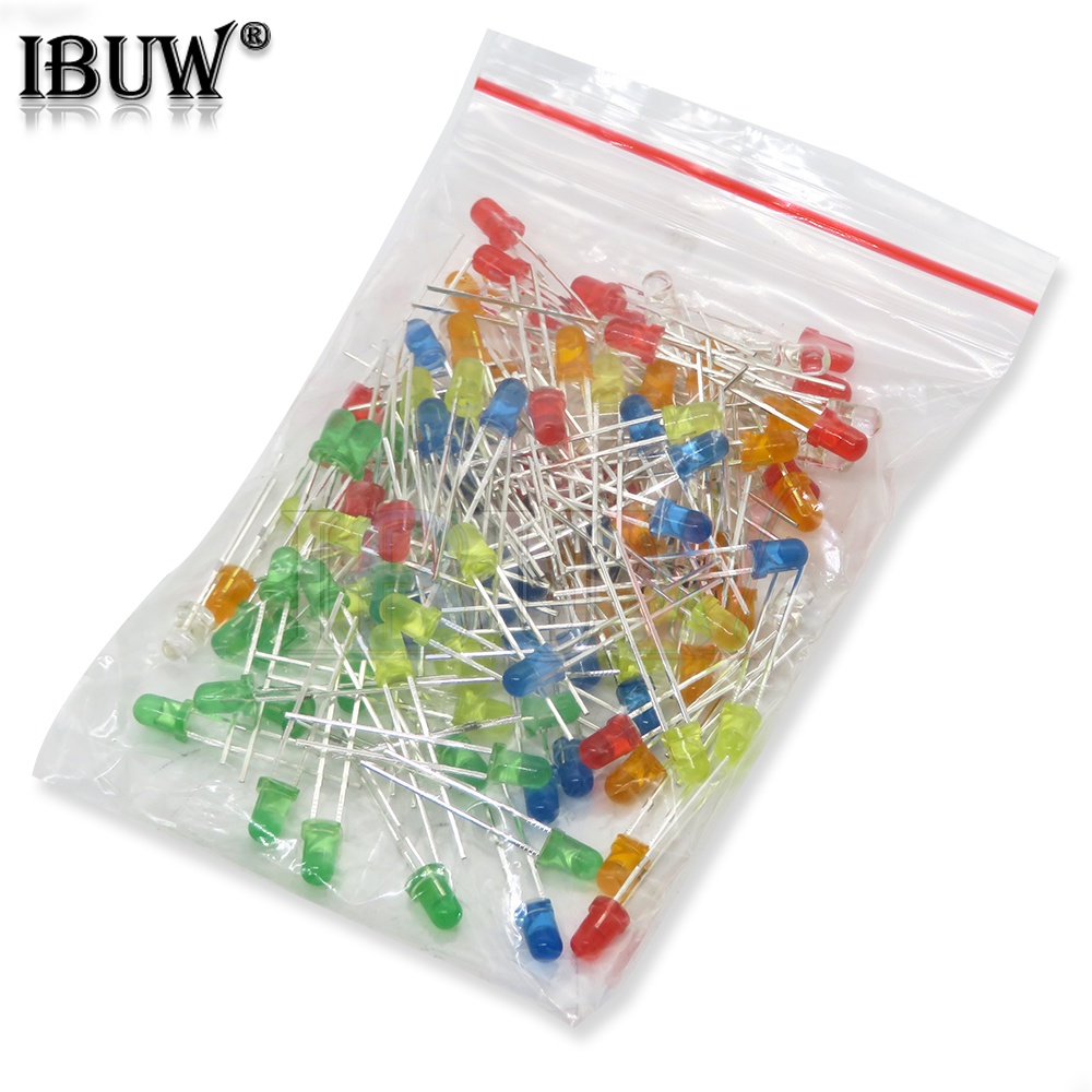 120PCS 3mm LED Light Assorted Kit DIY LEDs Set White Yellow Red Green ...