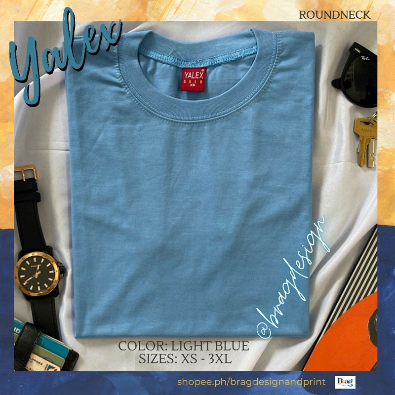 YALEX Light Blue | ROUNDNECK | Red Label | Plain Shirt | Shopee Philippines