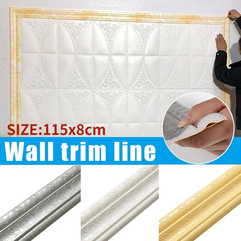 1 Meter Moulding Wallpaper Wall trim line Corner sticker Boarder on ...