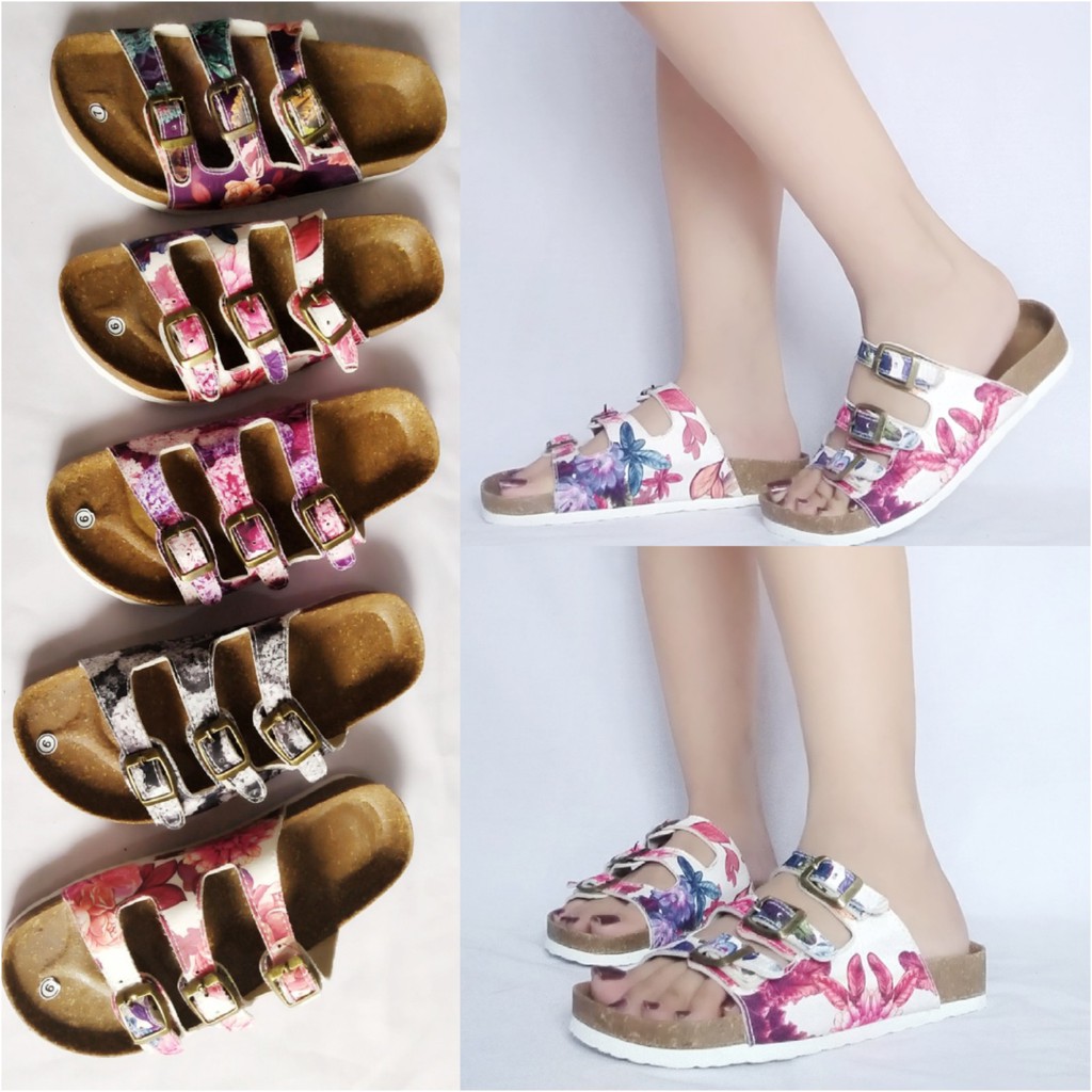 3-Band Printed Korean Style Birks Trendy Marikina Sandals ...