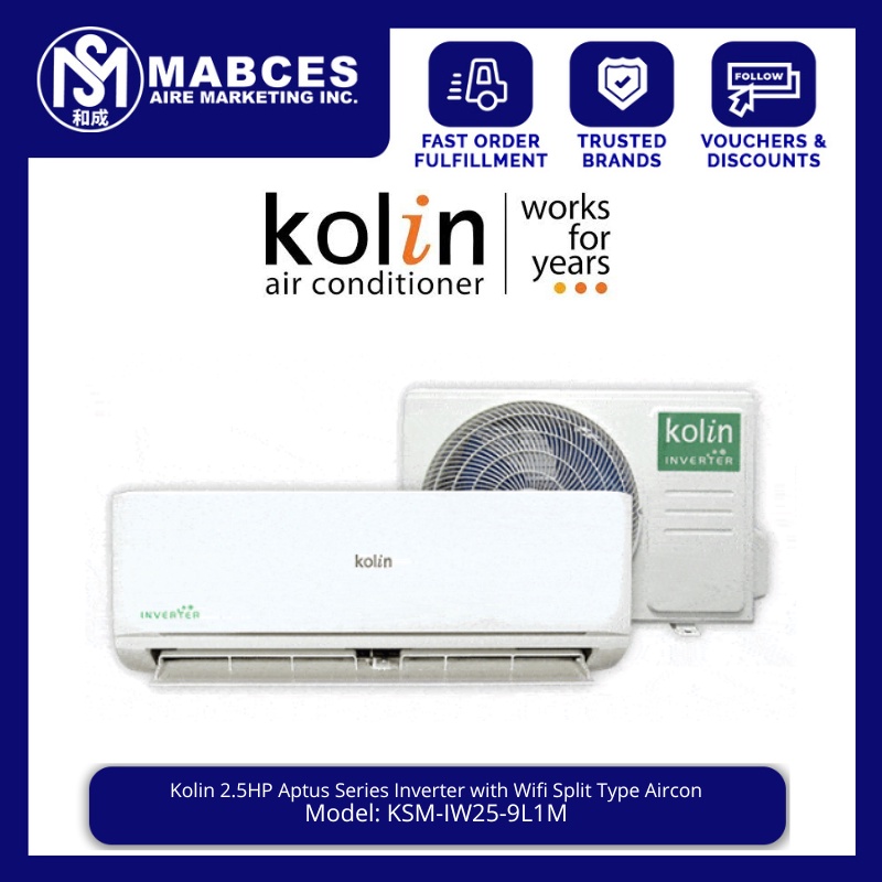 Kolin 2 5hp Aptus Series Inverter With Wifi Split Type Aircon Ksm Iw25