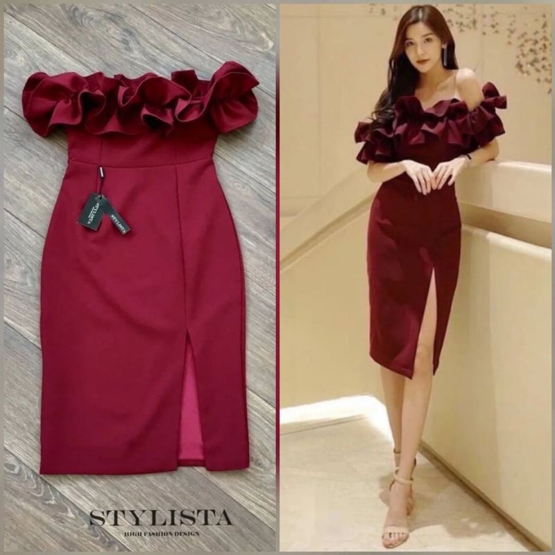 Red Dress Beautiful On The Collar Stock Clearance Stock For The Event ...