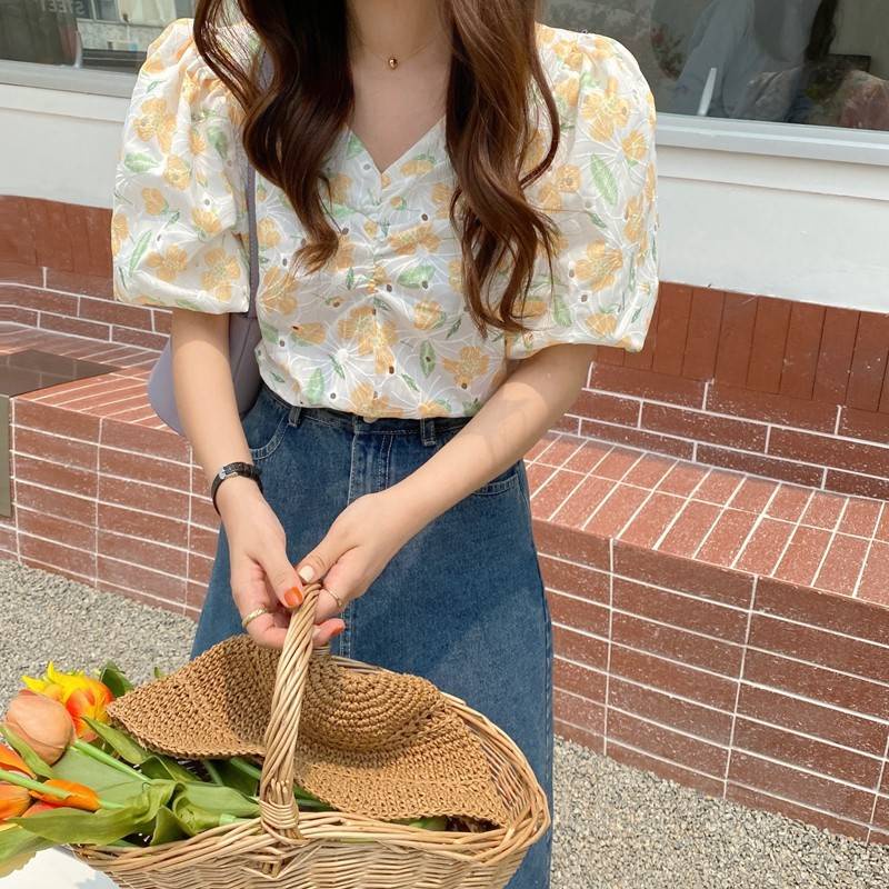 (Sold out) aa.Selected Bright Yellow Flower Stenciled Shirt | Shopee ...
