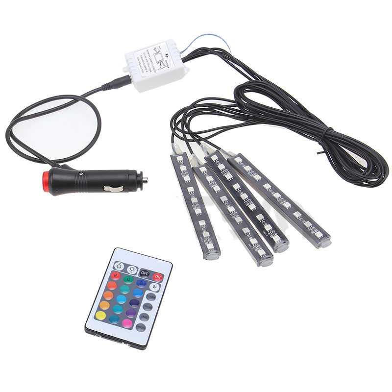 Led Neon Lights 4PCS Car Interior Light 5050 RGB Remote Control ...